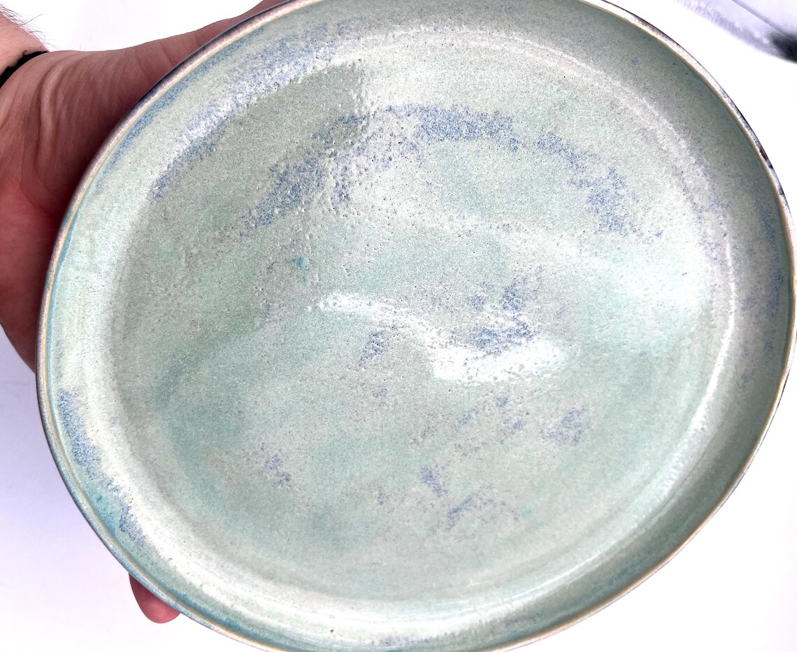 Pale Blue Glazed Dinnerware Plate, Deep Blue Exterior Ceramic Drainage ...