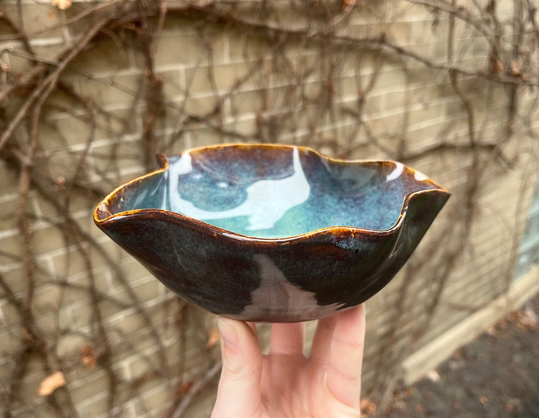 Asymmetrical Rim Handmade Ceramic Bowl, Functional Dinnerware Pottery ...