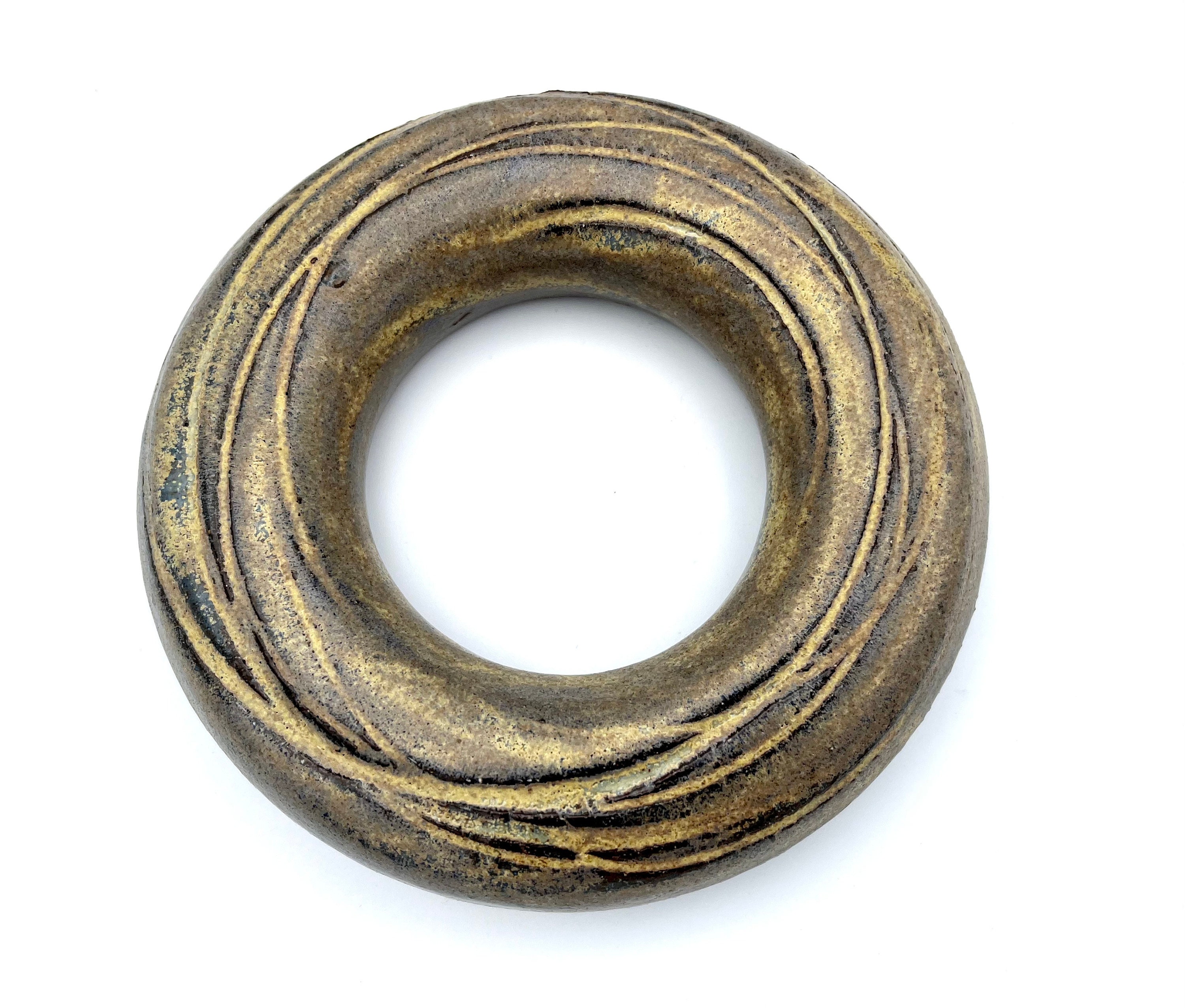 Horizontal Decorative Donut Ceramic Vase, Handmade Circle Vase With ...