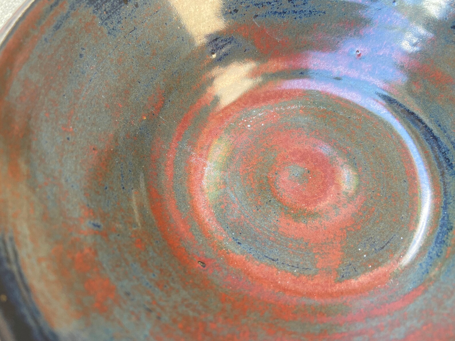 Reactive Glaze Ridged Texture Exterior Ceramic Bowl, Handmade Red and ...