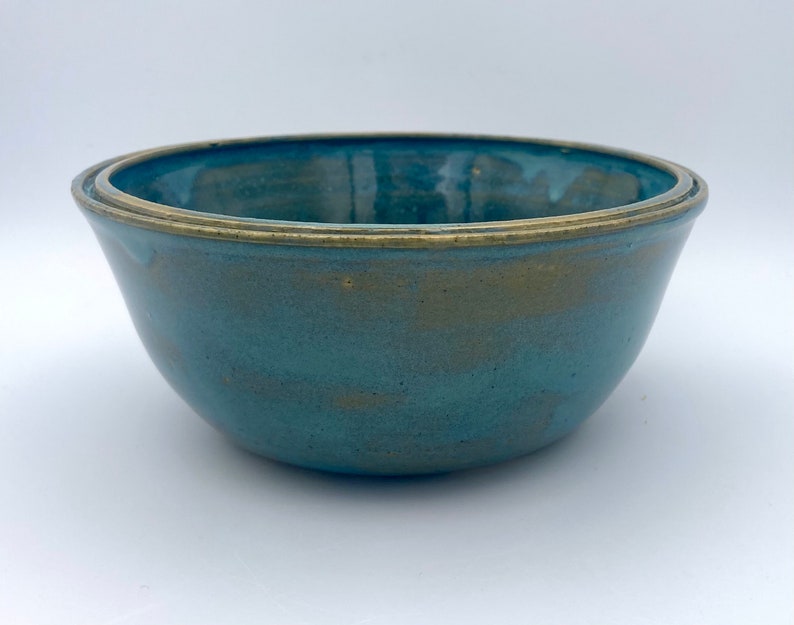 Light Blue Glazed Split Rim Ceramic Bowl Handmade Stoneware - Etsy
