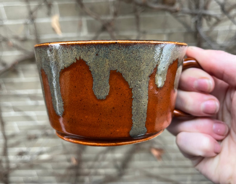 Drippy Glaze Brown Monochromatic Mug, Stoneware Clay Pottery Tumbler ...