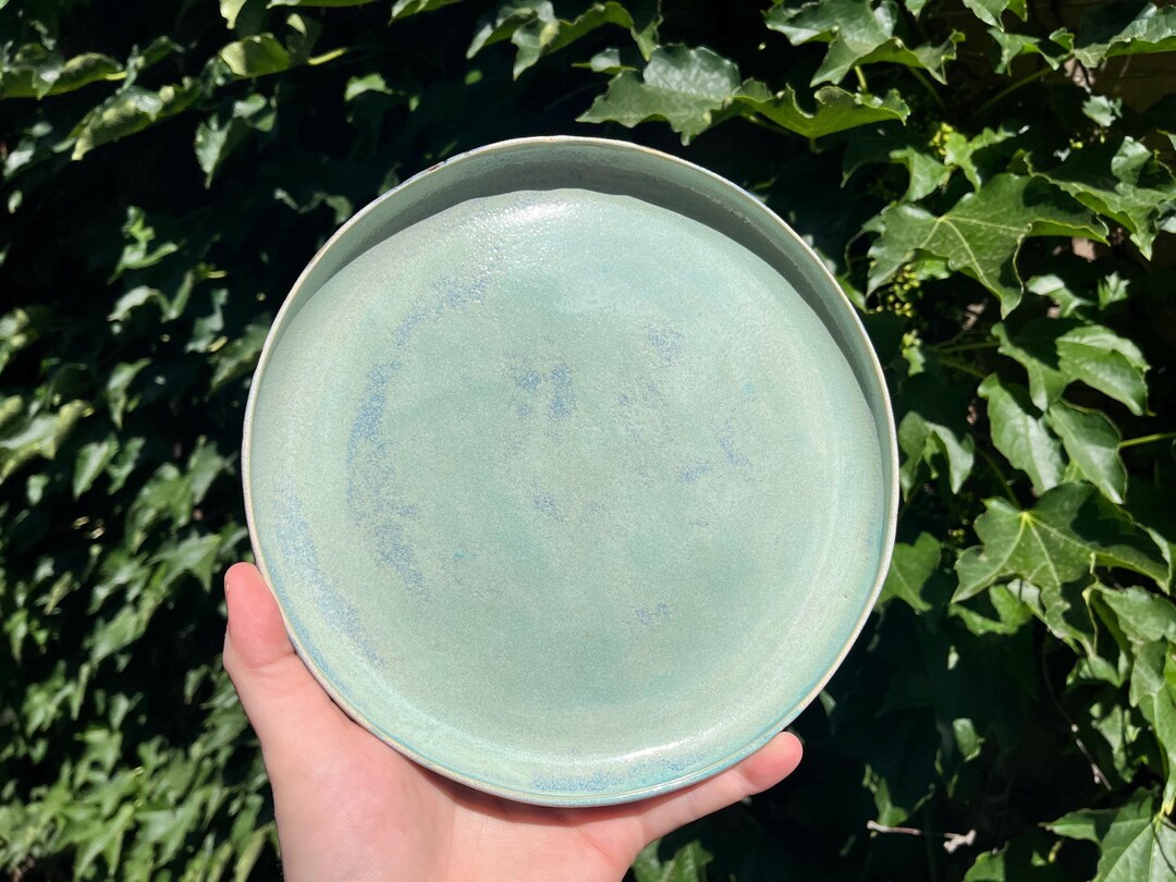 Pale Blue Glazed Dinnerware Plate, Deep Blue Exterior Ceramic Drainage ...