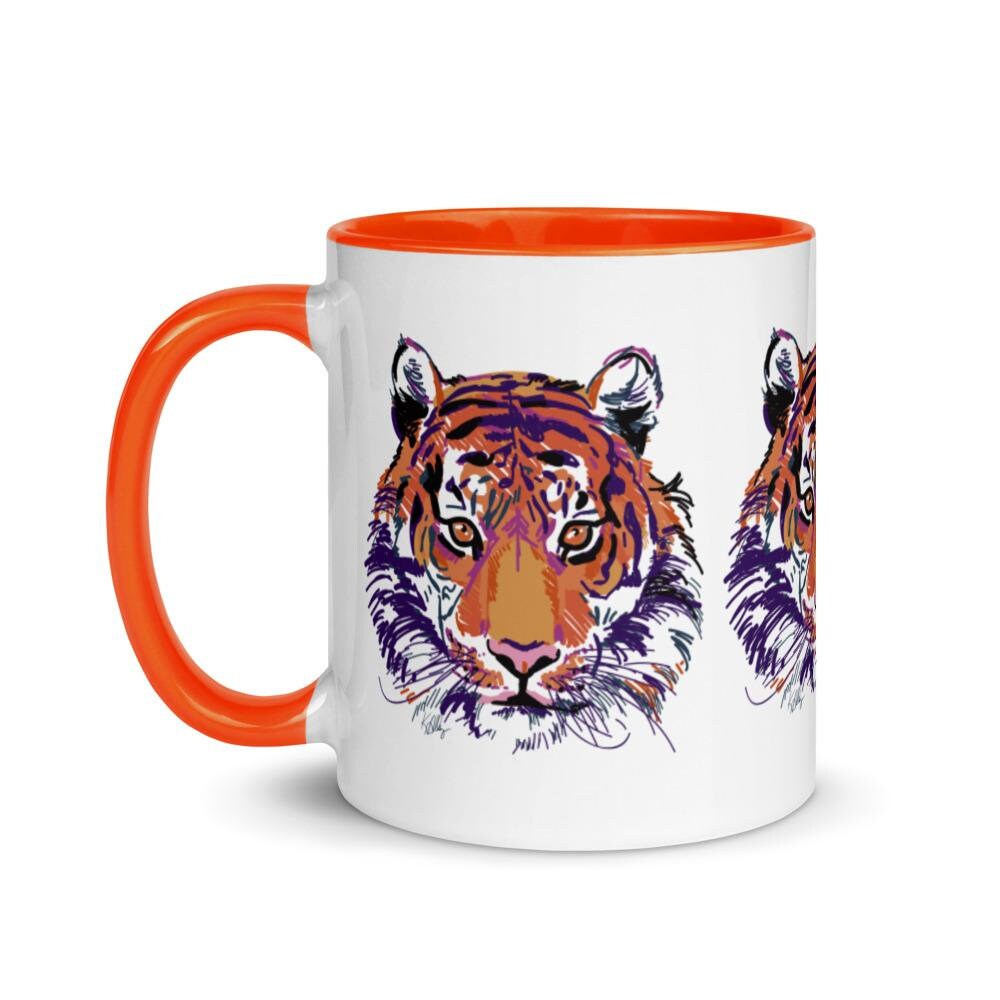 Abstract Tiger Mug with Color Inside | Etsy
