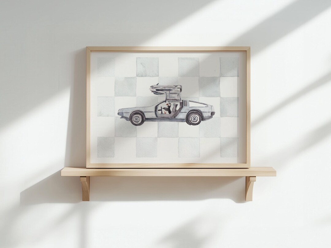 Puffin Delorean Car Children's Art Wall Decor | Northern Irish Art - Etsy