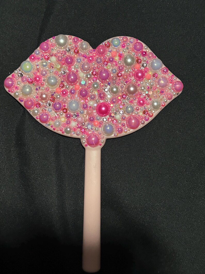 Lip Shaped Pink and White Hand Mirror - Etsy