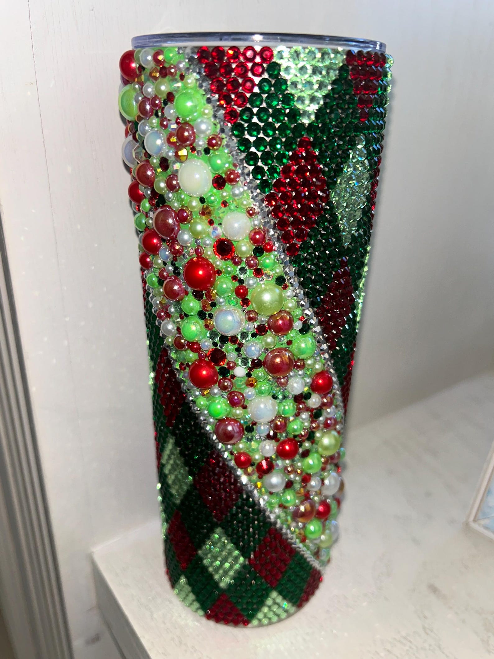 Bedazzled Christmas Tumbler- Pearls Rhinestones Glitter Tumble Gift - Etsy