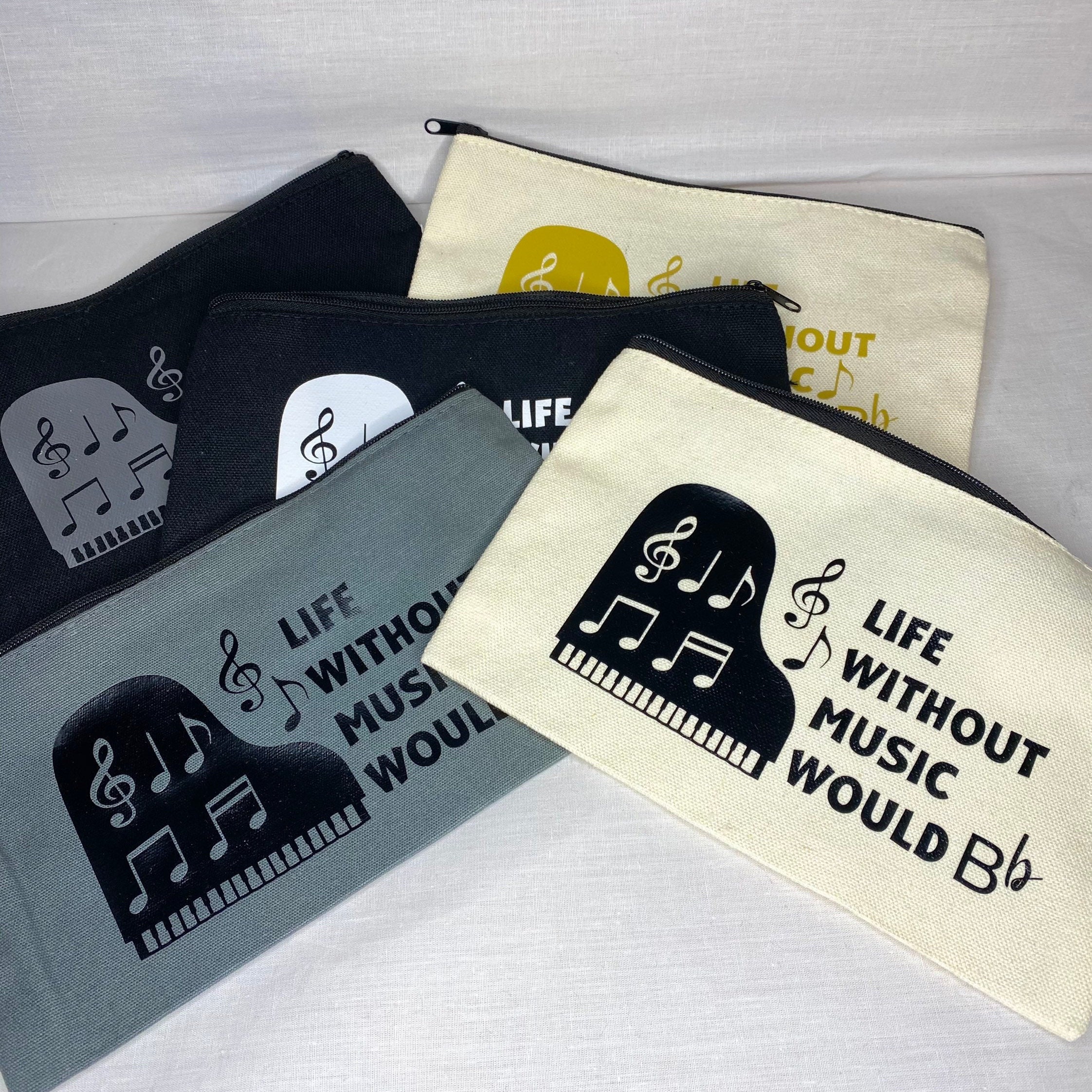 Music Themed Pouch Bag Pencil Case Face Mask Pouch Bag Make - Etsy