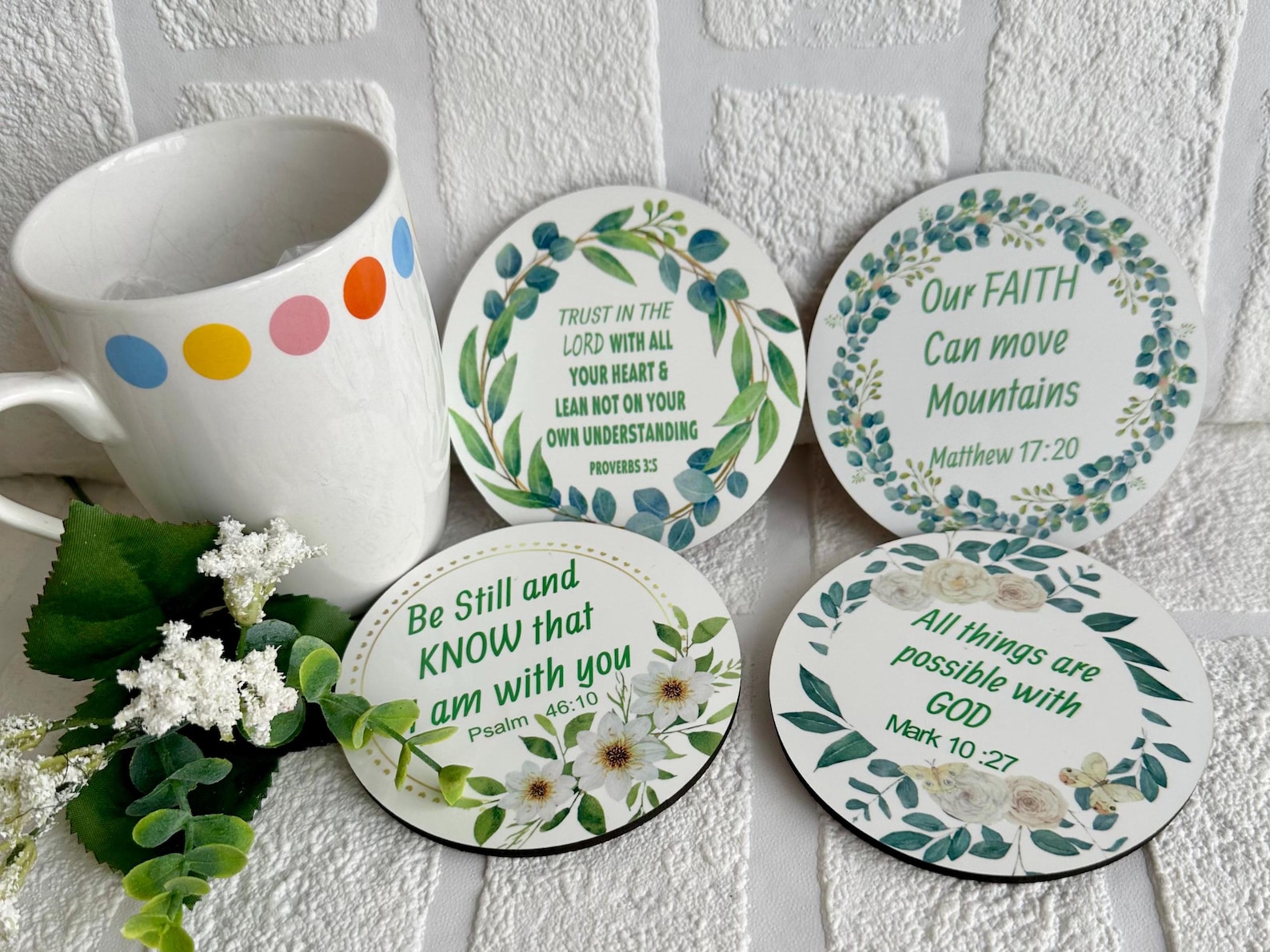 Christian Gifts, Bible Verse Coasters, Christian Home Decor, Scripture ...