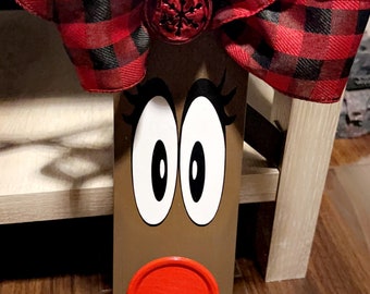 Rustic Wood Block Reindeer/rustic Reindeer/christmas Reindeer/christmas ...