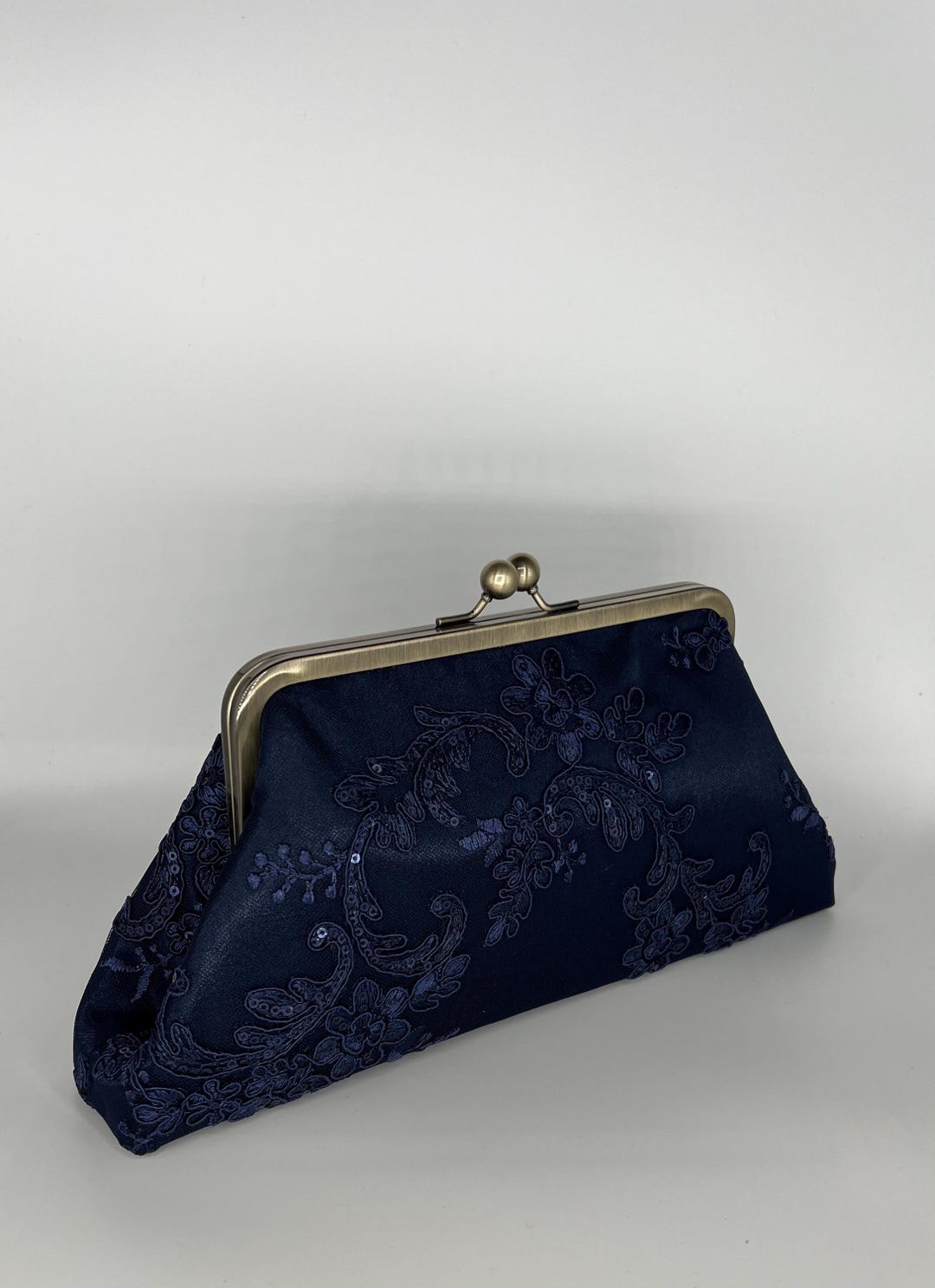 Navy Blue Wedding Clutch for Mother of the Bride/groom - Embroidered ...