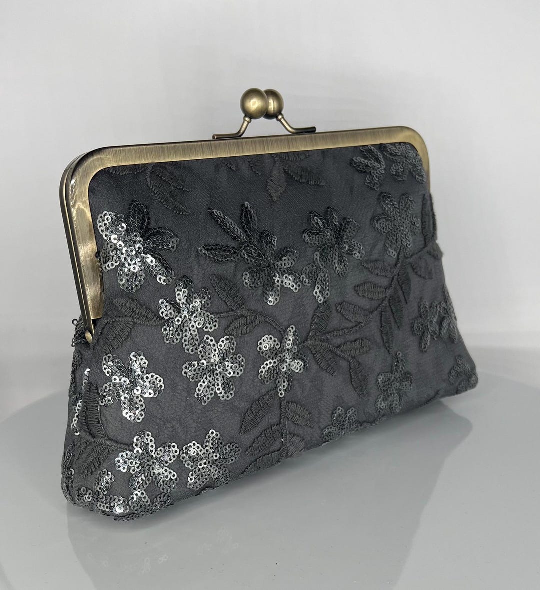 Charcoal Smoke Silver Clutch-mother of the Bride/groom-embroidered ...