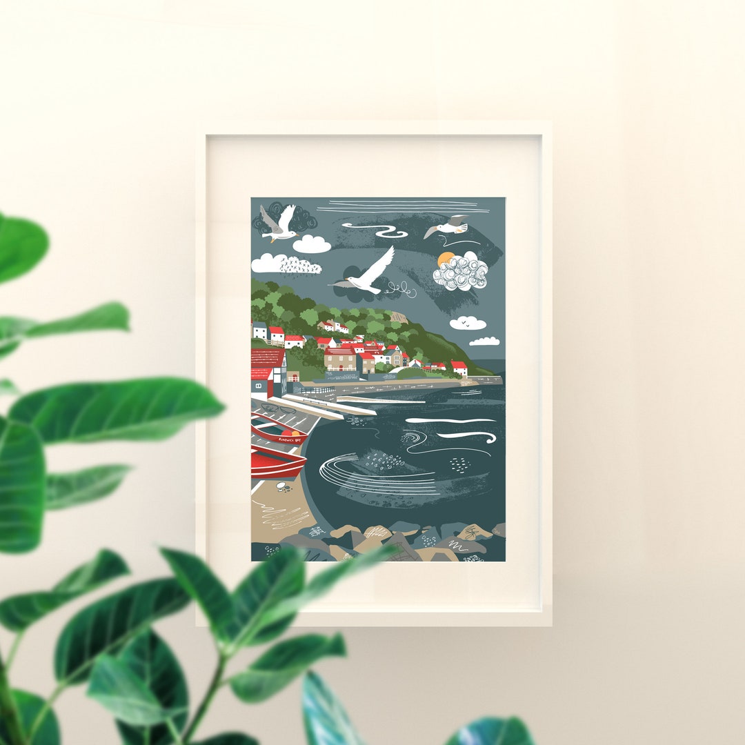 Original Art Print of Runswick Bay - A4 or A3 Printed on Quality 250gsm ...
