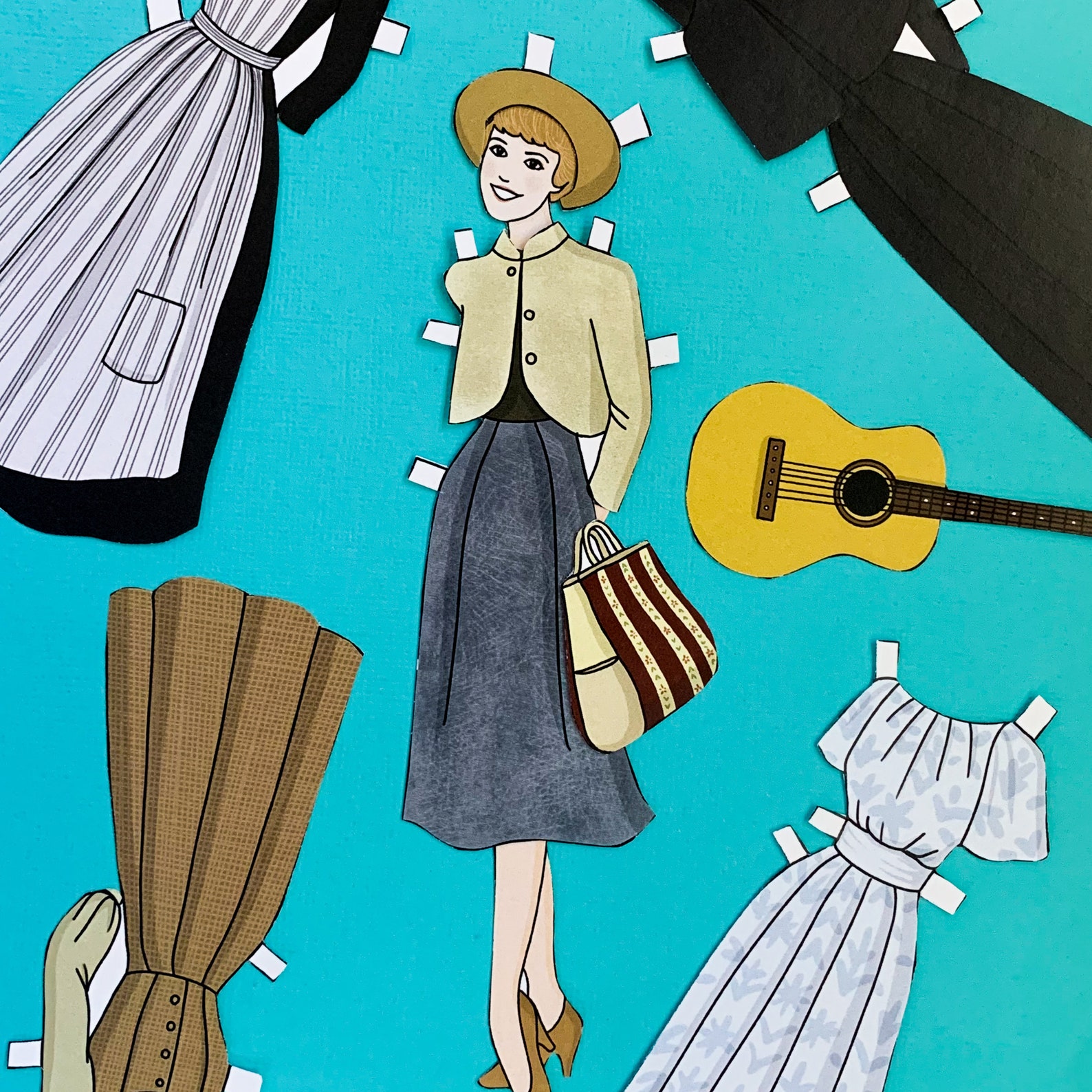 The Sound of Music Maria Paper Doll, 1 Sheet, 5 Outfits and Accessories ...