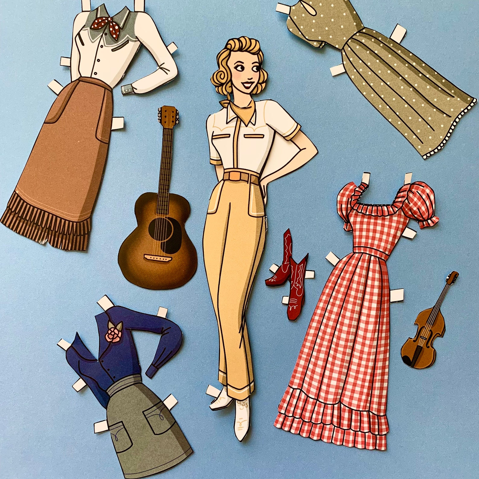 DIGITAL 1940's Country Music Paper Dolls Download- 1 Sheet, 1 Doll and ...