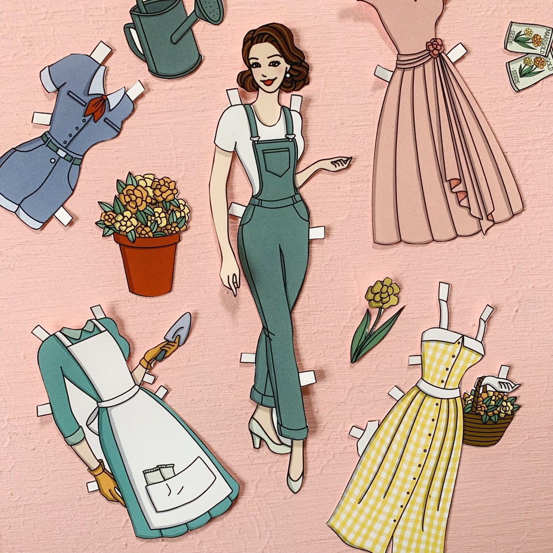 1950's Spring Gardening Paper Doll Download - 1 Sheet, 1 Doll and 5 ...