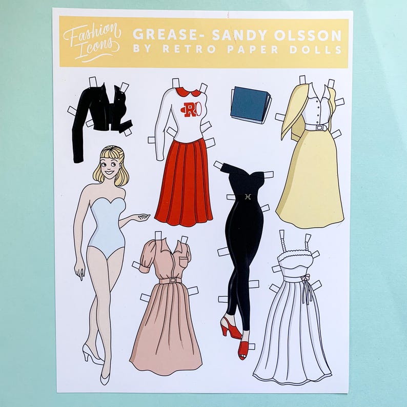 Grease Movie Sandy Olsson Paper Doll, 1 Sheet, 1 Doll and 5 Outfits - Etsy