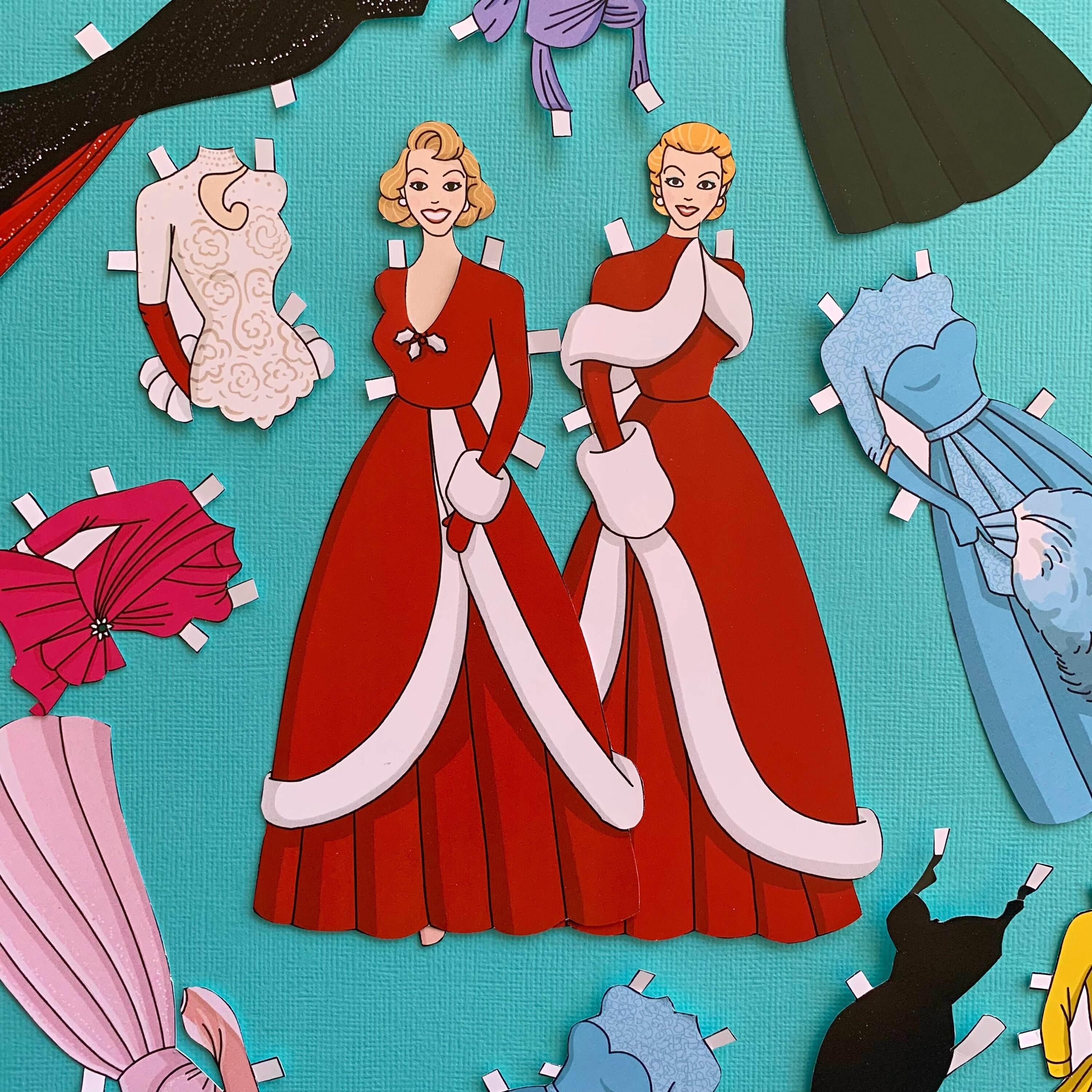 White Christmas Movie Betty and Judy Paper Dolls, 2 Sheets, 2 Dolls and ...