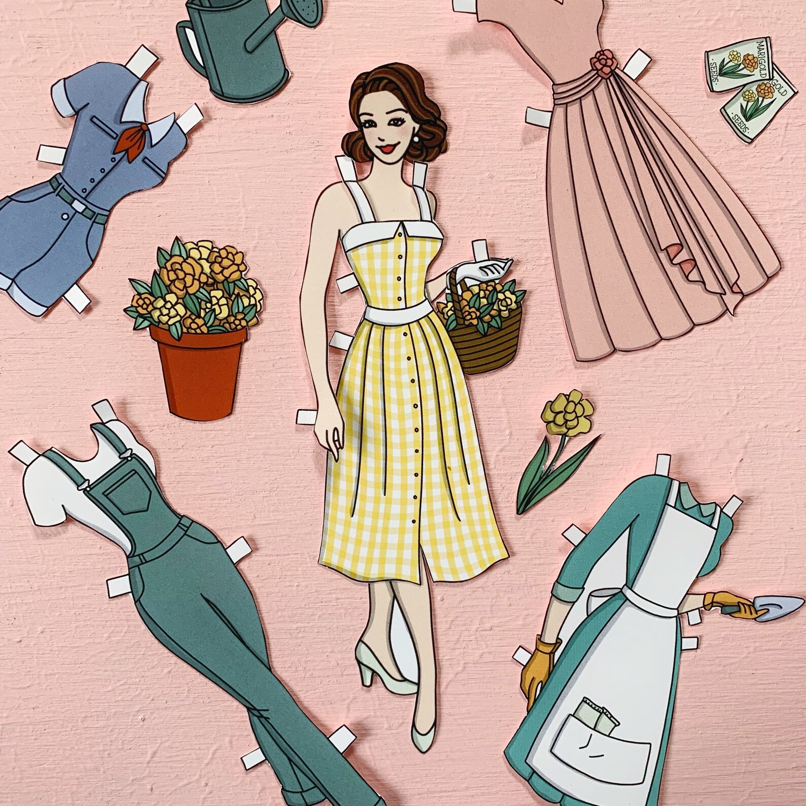 1950's Spring Gardening Paper Doll Download - 1 Sheet, 1 Doll and 5 ...