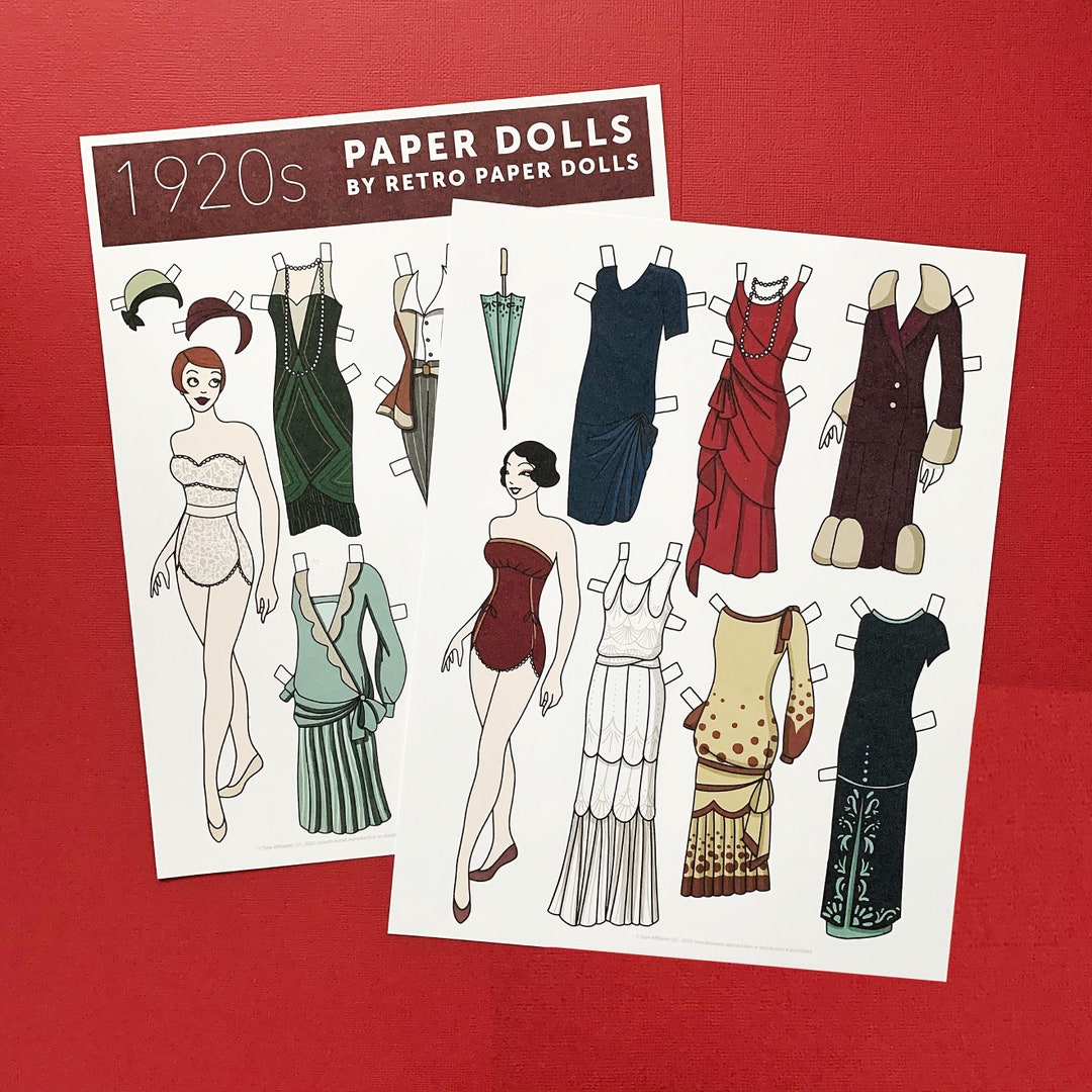 1920's Retro Style Paper Doll - 2 Sheets, 11 Outfits and 2 Dolls - Etsy