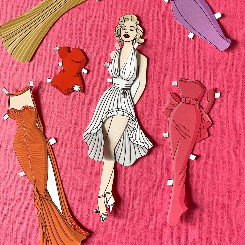 DIGITAL DOWNLOAD Marilyn Monroe Fashion Icon Paper Doll- 1 Doll, 6 ...
