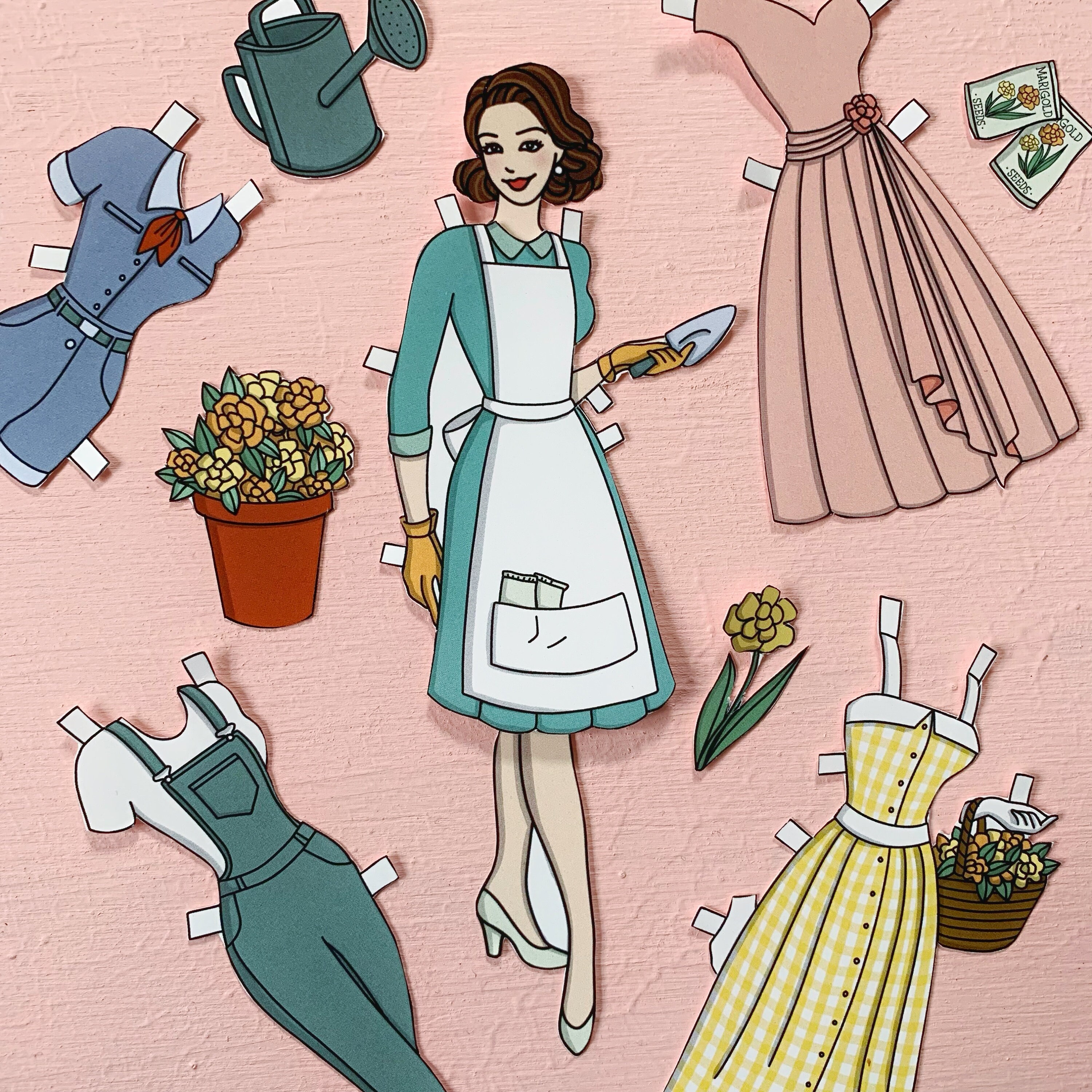 1950's Spring Gardening Paper Doll Download - 1 Sheet, 1 Doll and 5 ...
