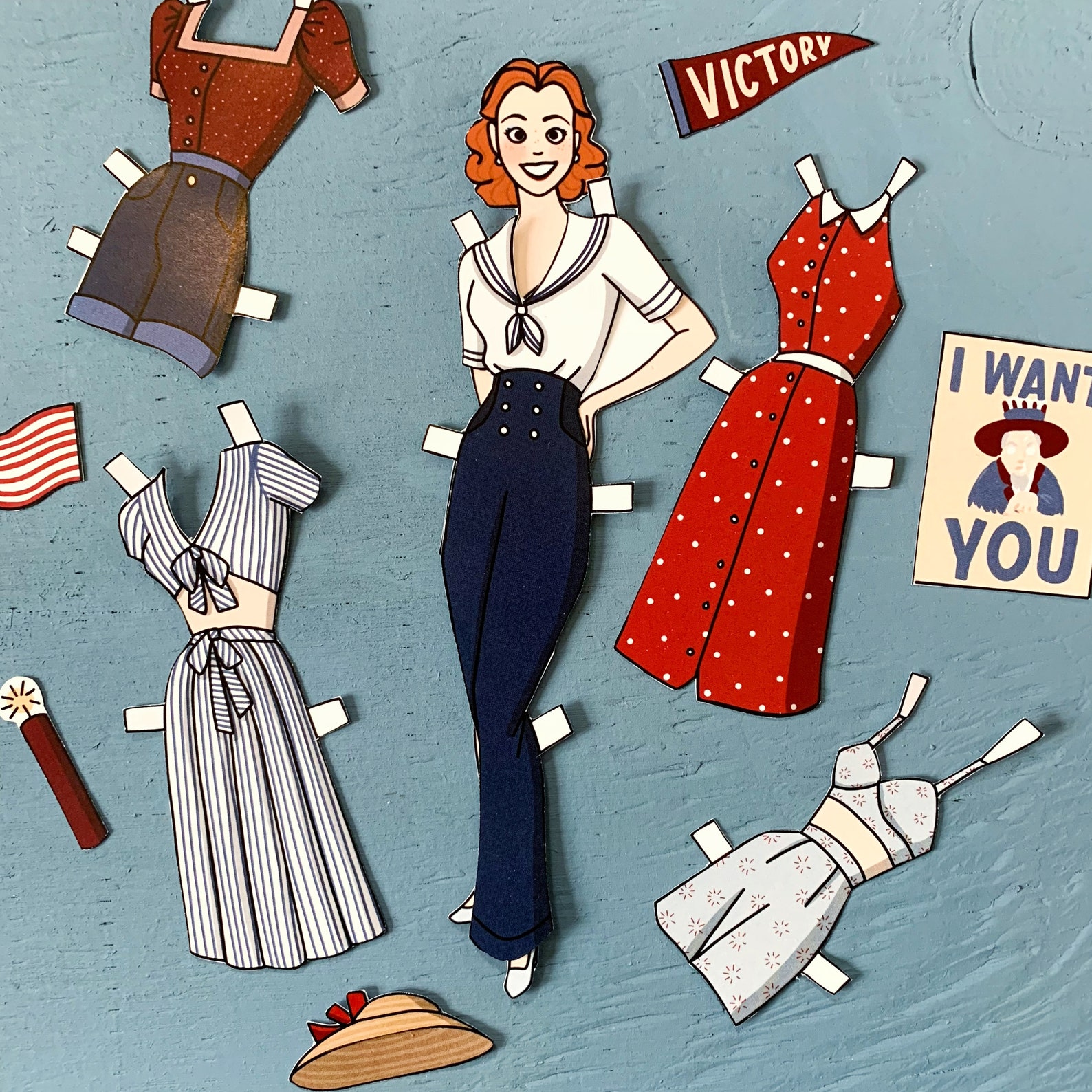 DIGITAL DOWNLOAD 1940's Retro Style 4th of July Printable Paper Doll ...