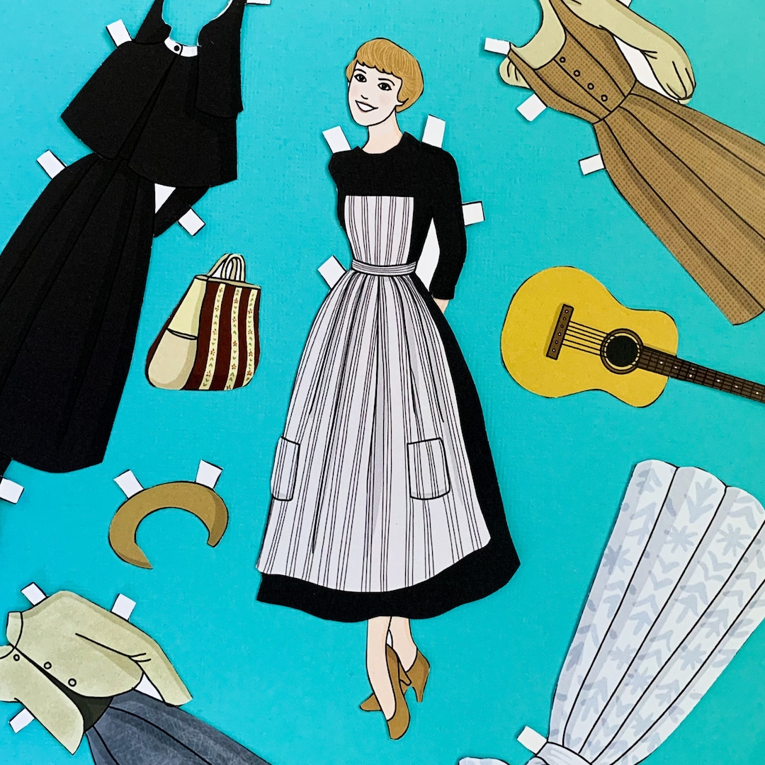 The Sound of Music Maria Paper Doll, 1 Sheet, 5 Outfits and Accessories ...