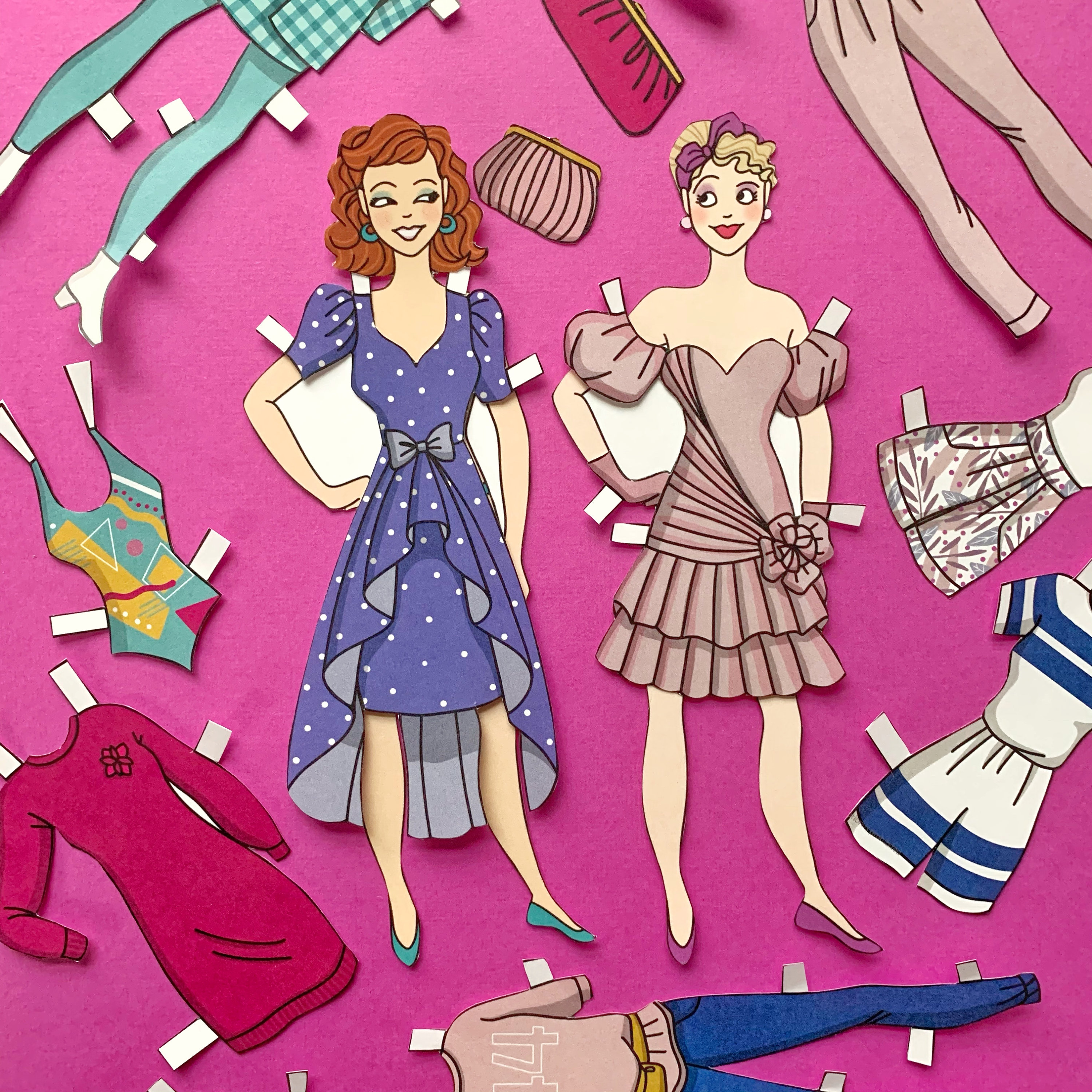 1980's Retro Style Paper Doll - 2 Sheets, 11 Outfits and 2 Dolls - Etsy