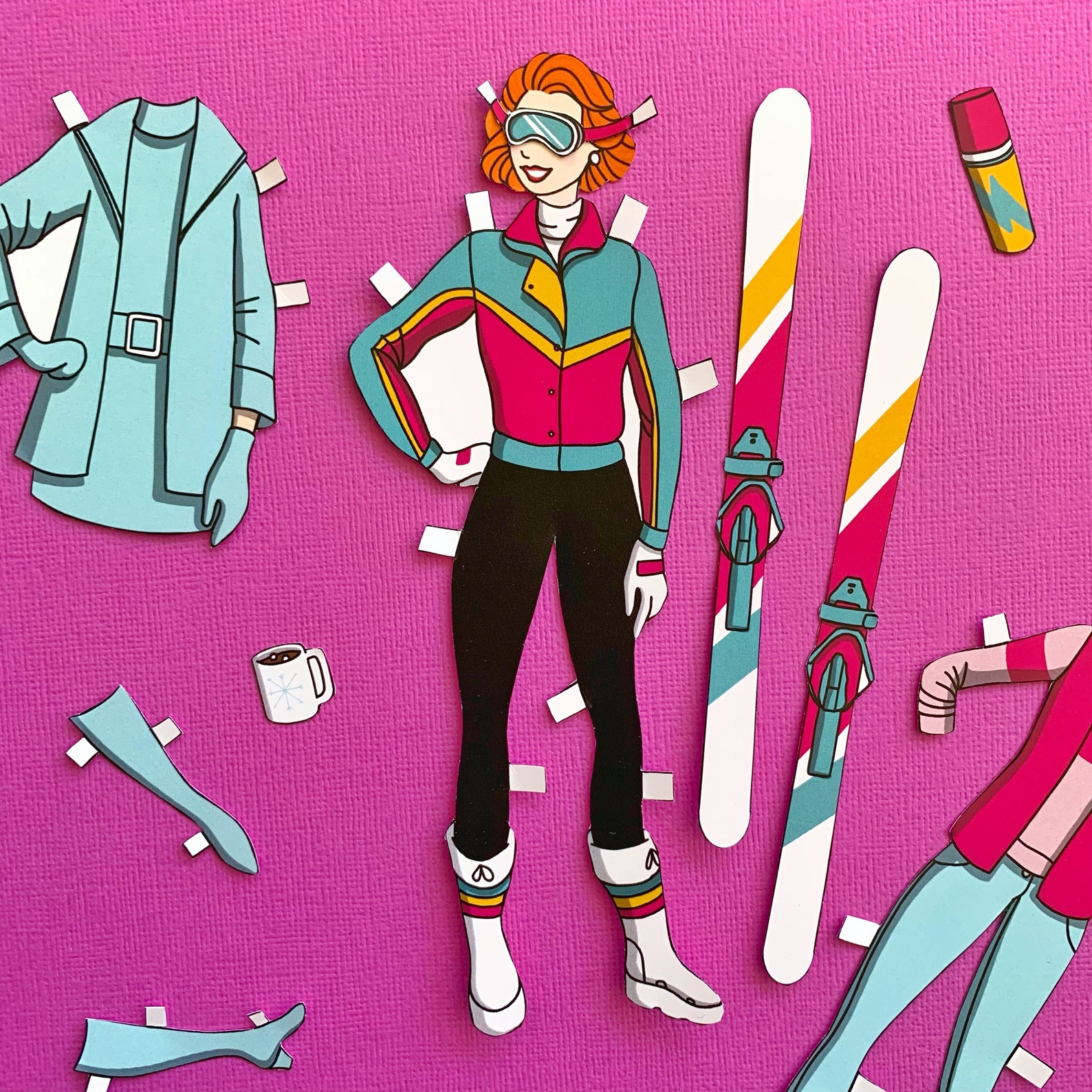 1980s Winter Ski Paper Doll, 1 Doll, 3 Outfits, Skis and Accessories - Etsy