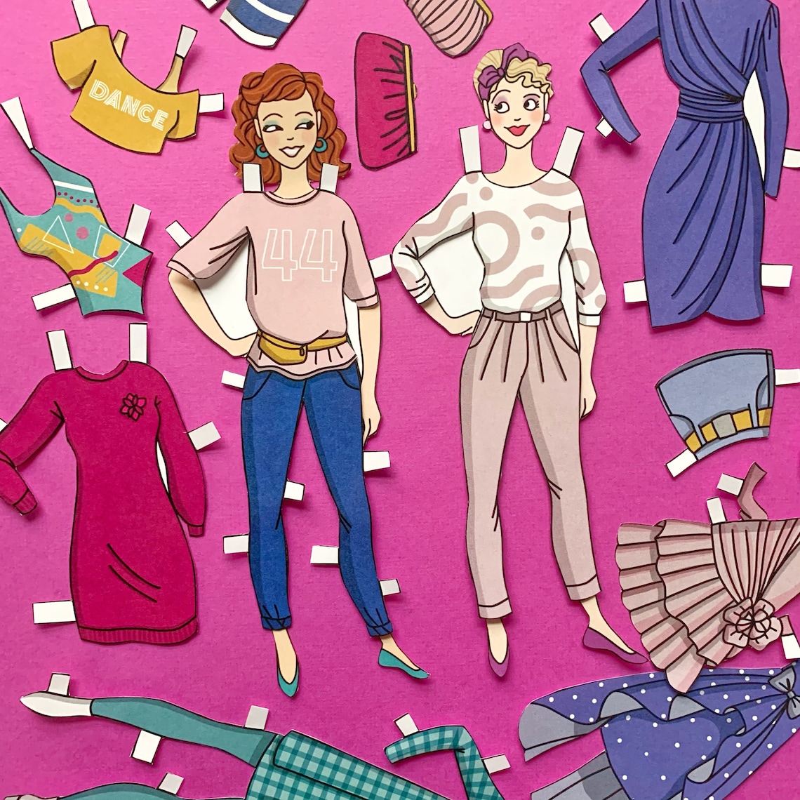 1980's Retro Style Paper Doll - 2 Sheets, 11 Outfits and 2 Dolls - Etsy