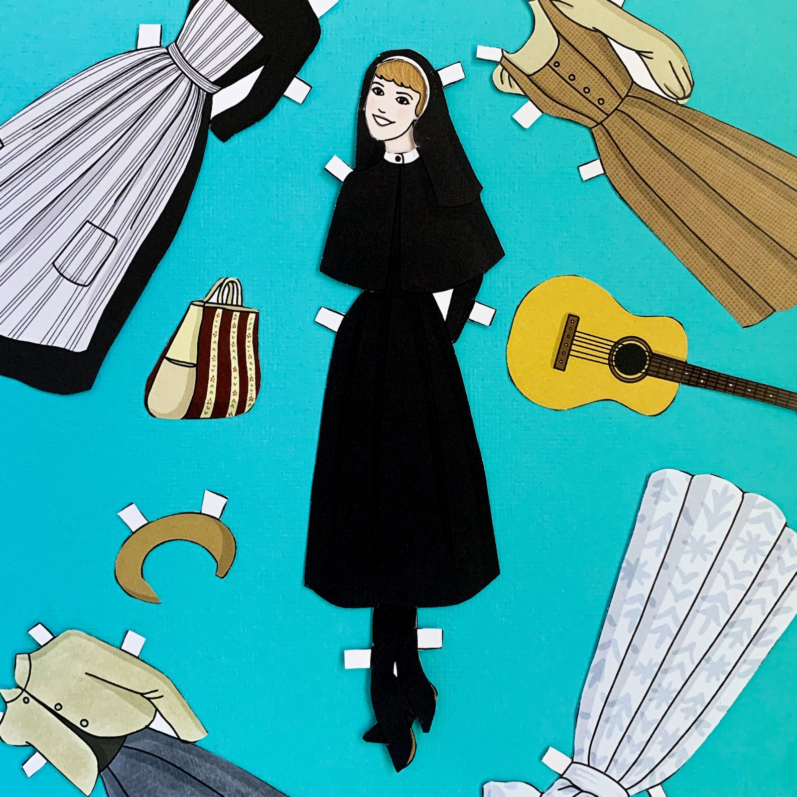 The Sound of Music Maria Paper Doll, 1 Sheet, 5 Outfits and Accessories ...