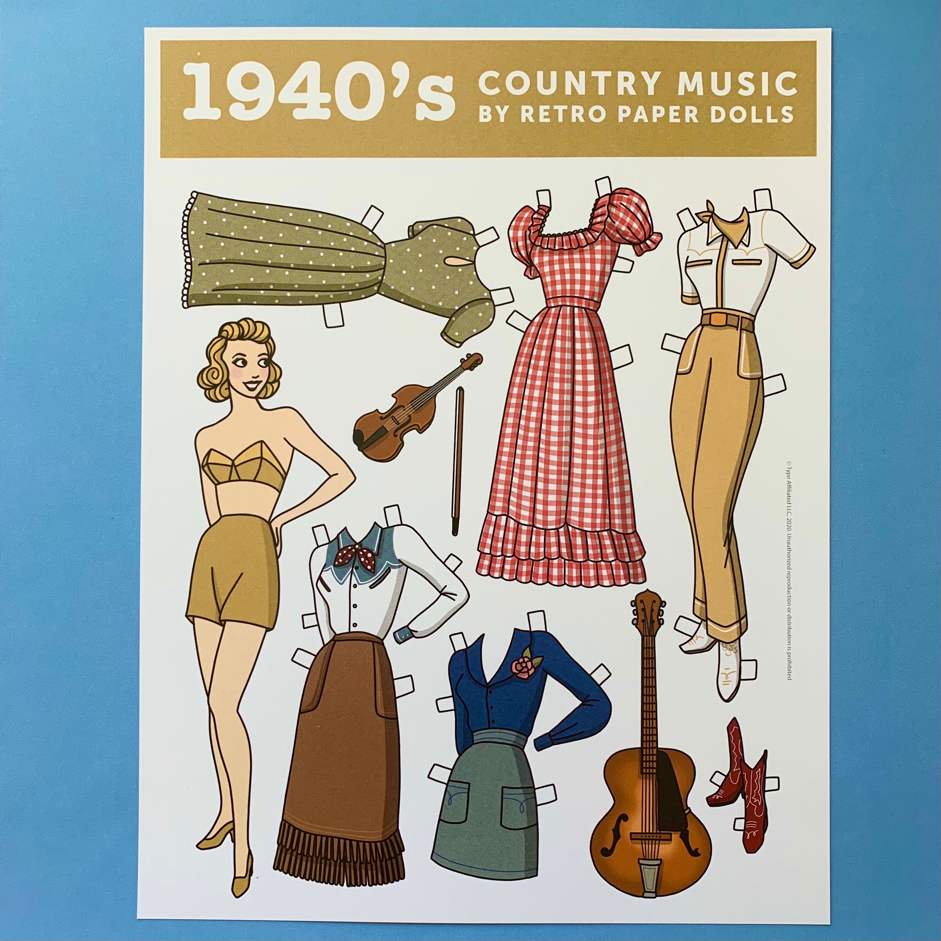 DIGITAL 1940's Country Music Paper Dolls Download 1 - Etsy