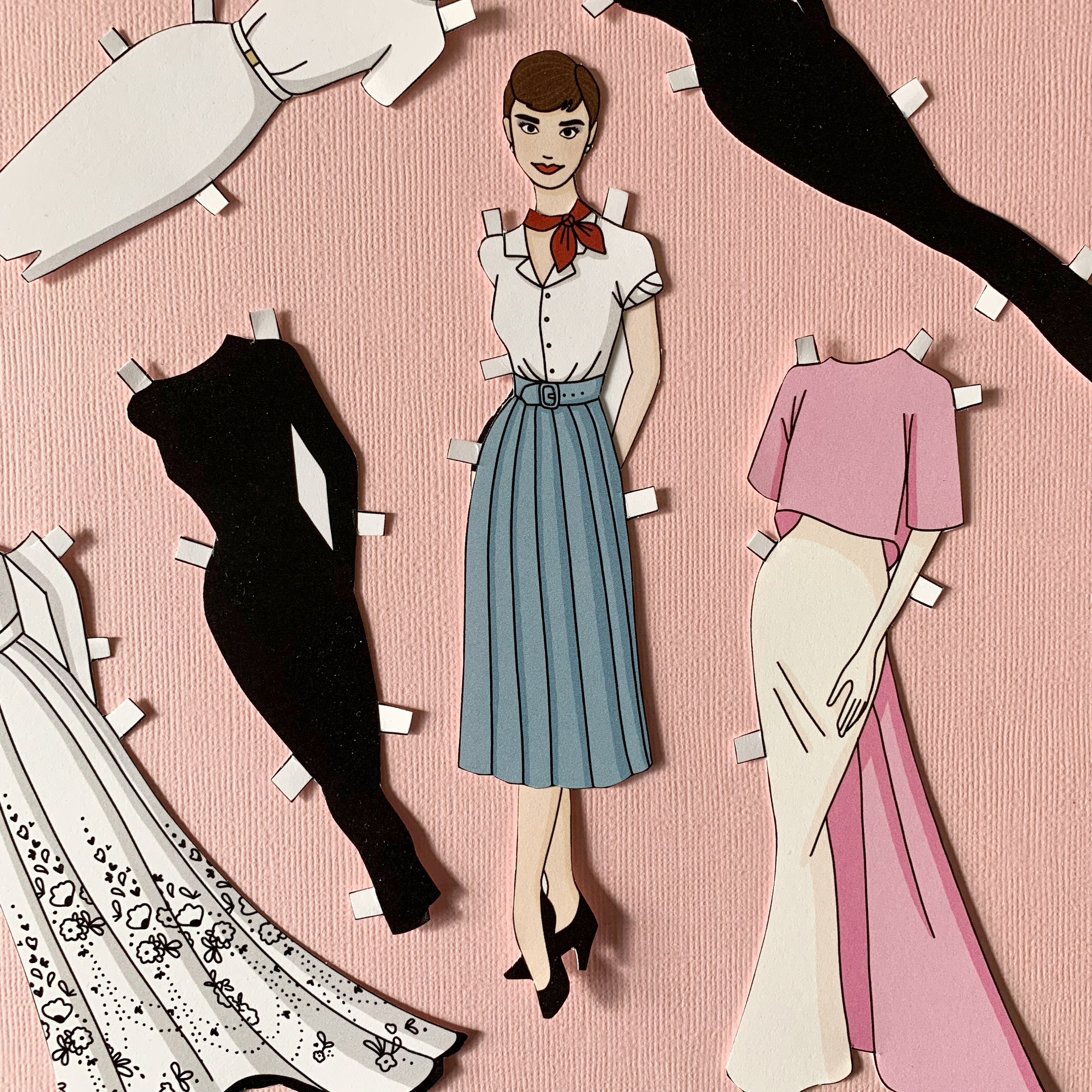 Audrey Hepburn Fashion Icon Paper Doll Set- 1 Doll, 6 Outfits - Etsy