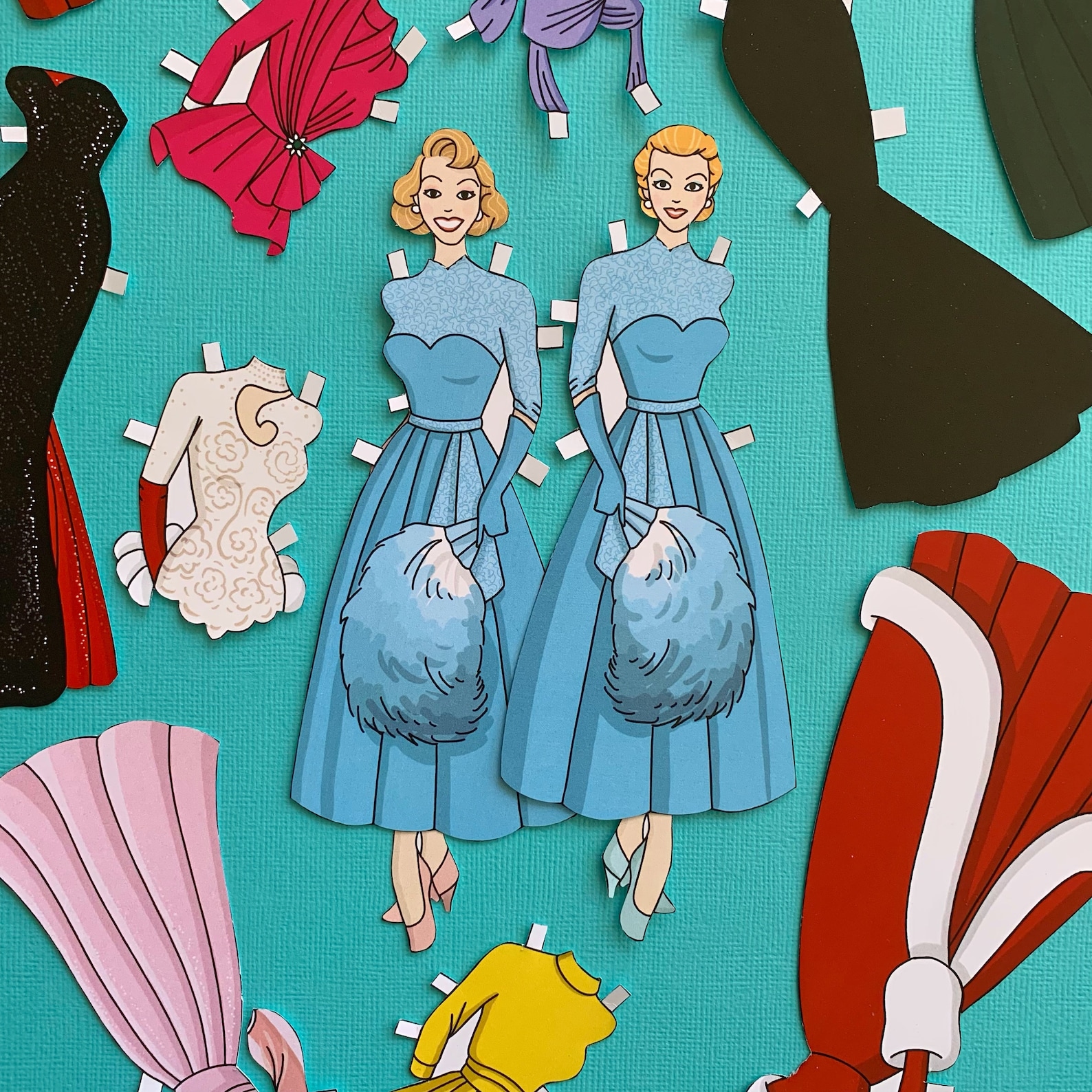 White Christmas Movie Betty and Judy Paper Dolls, 2 Sheets, 2 Dolls and ...