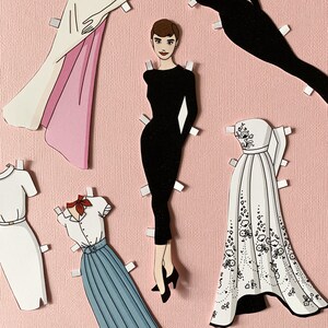 DIGITAL DOWNLOAD Audrey Hepburn Fashion Icon Paper Doll Set- 1 Doll, 6 ...