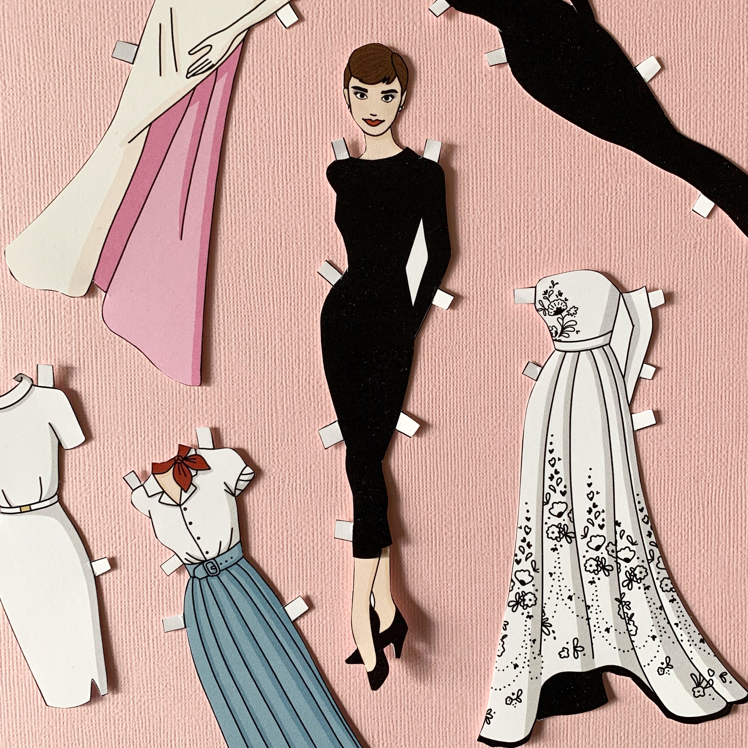 DIGITAL DOWNLOAD Audrey Hepburn Fashion Icon Paper Doll Set 1 Doll, 6 ...