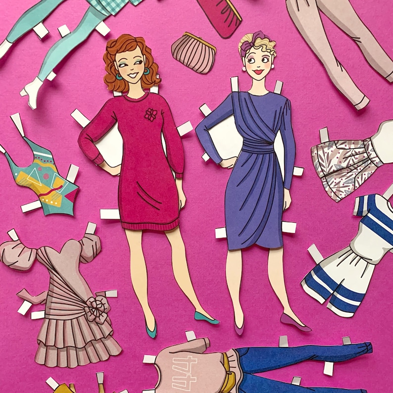 1980's Retro Style Paper Doll - 2 Sheets, 11 Outfits and 2 Dolls - Etsy