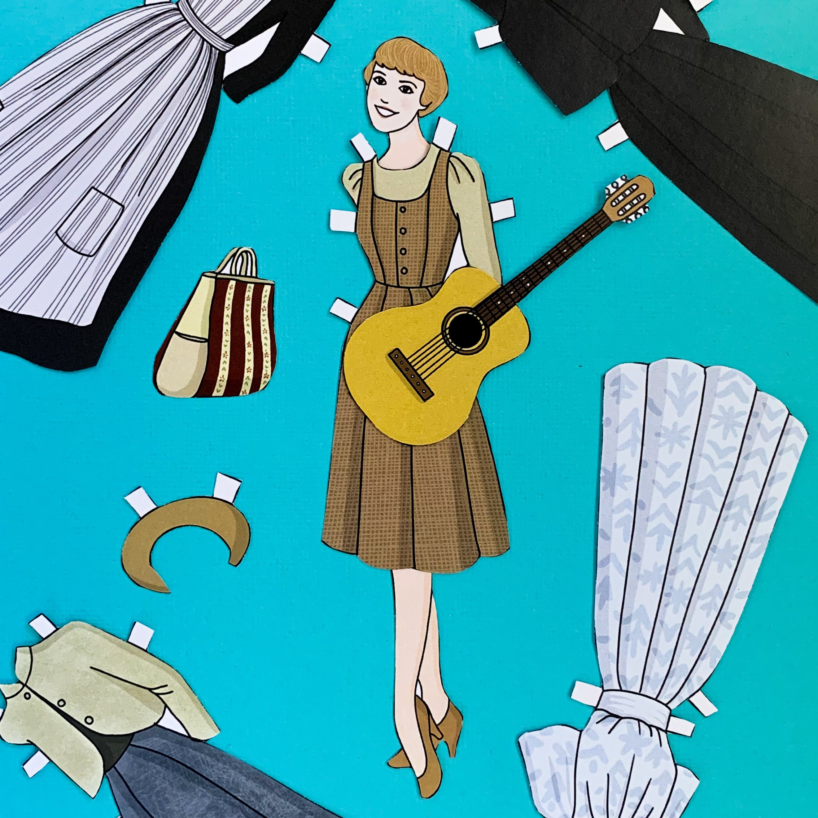 The Sound of Music Maria Paper Doll, 1 Sheet, 5 Outfits and Accessories ...