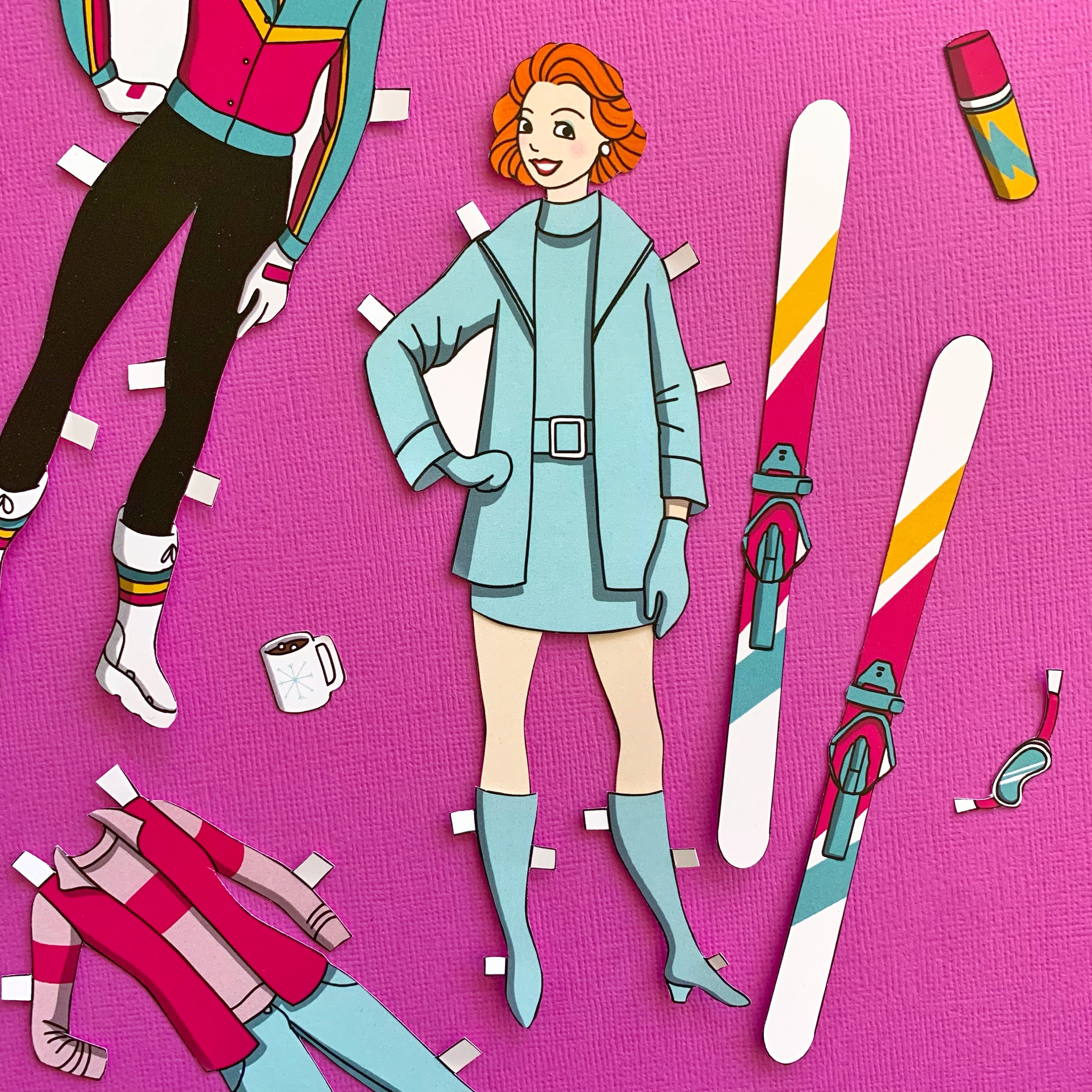 1980s Winter Ski Paper Doll, 1 Doll, 3 Outfits, Skis and Accessories - Etsy
