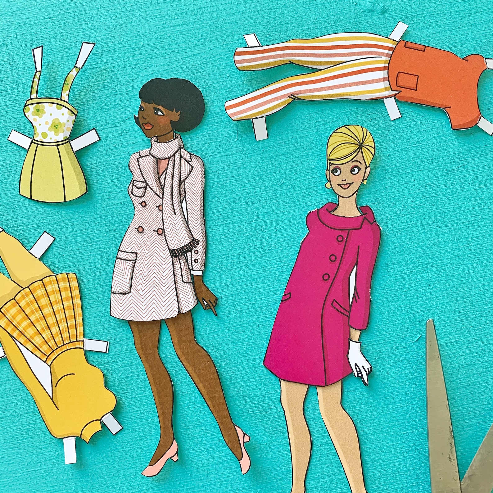 1960's Retro Style Paper Doll - 2 Sheets, 14 Outfits and 2 Dolls - Etsy