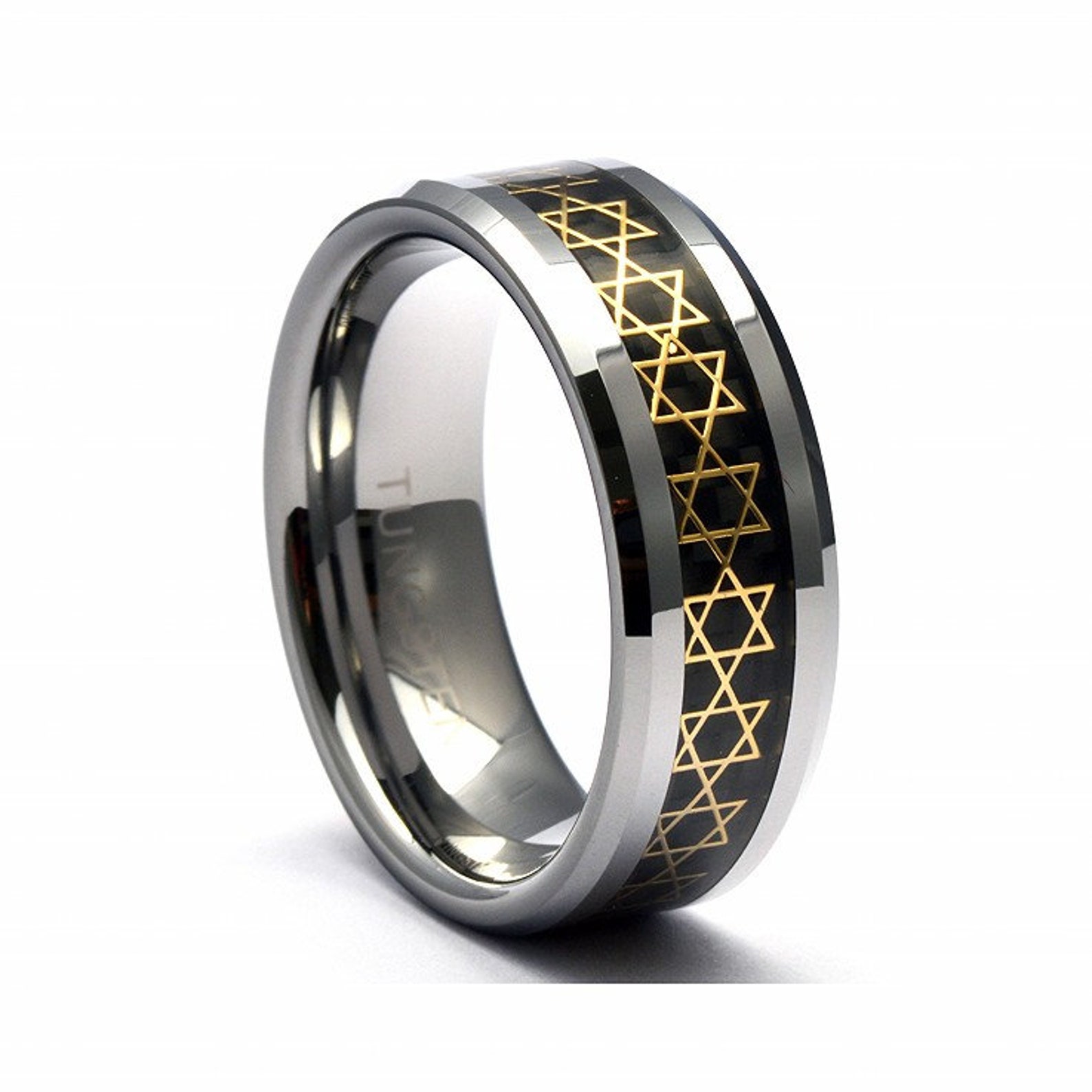 Jewish Wedding Ring Tungsten Men's Wedding Band David - Etsy