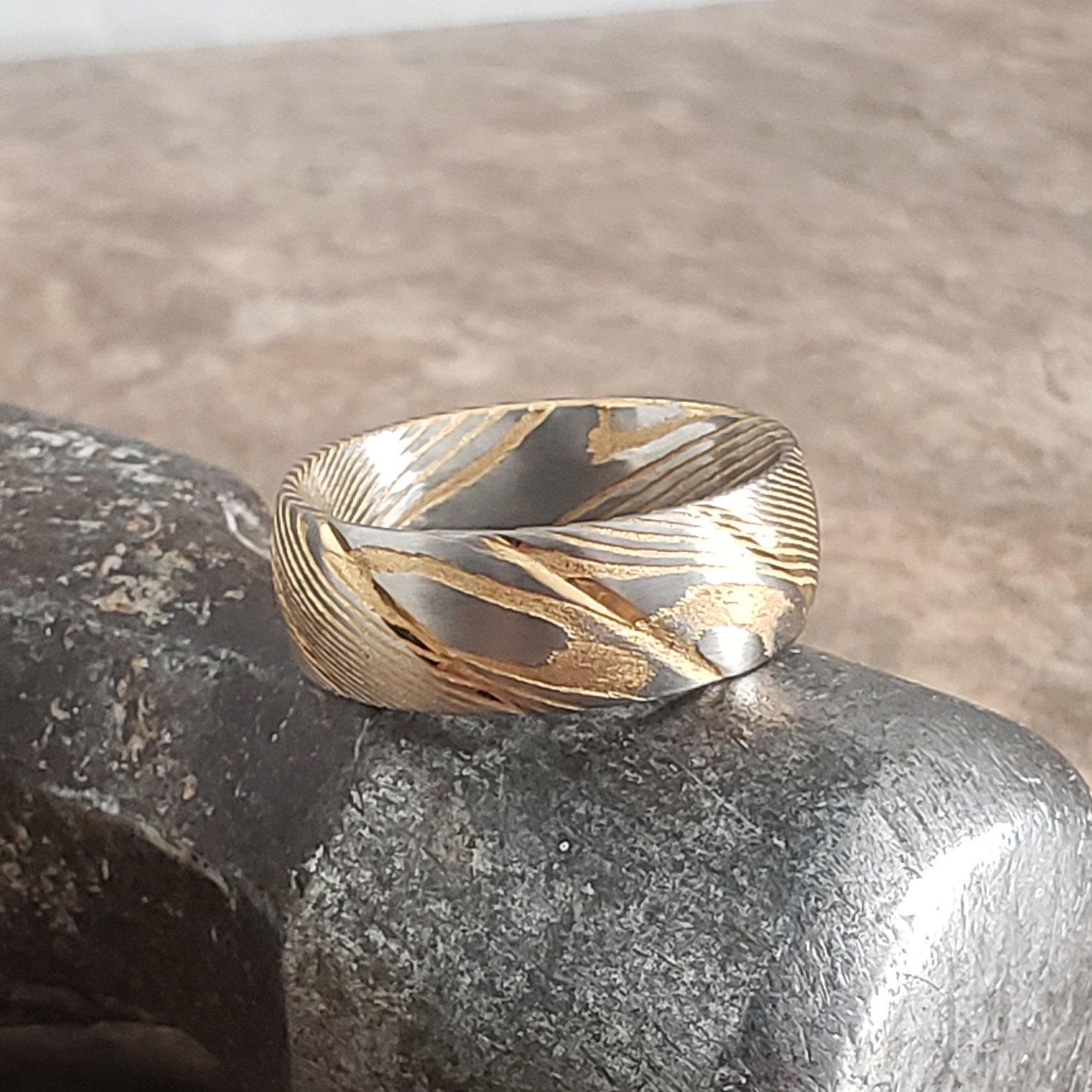 Damascus Steel Ring Damascus Steel Mens Wedding Band Unique - Etsy