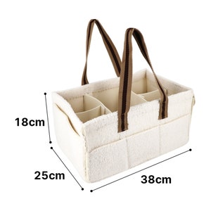 NEW ! Teddy Cloth Nappy Caddy - Diaper Storage Basket Organiser - Cream ...