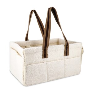 NEW ! Teddy Cloth Nappy Caddy - Diaper Storage Basket Organiser - Cream ...