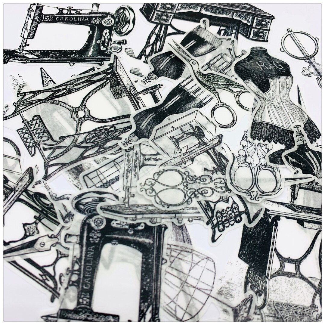 22 Pcs Retro Tailor Stickers Set,sewing Machine Stickers,scissors ...