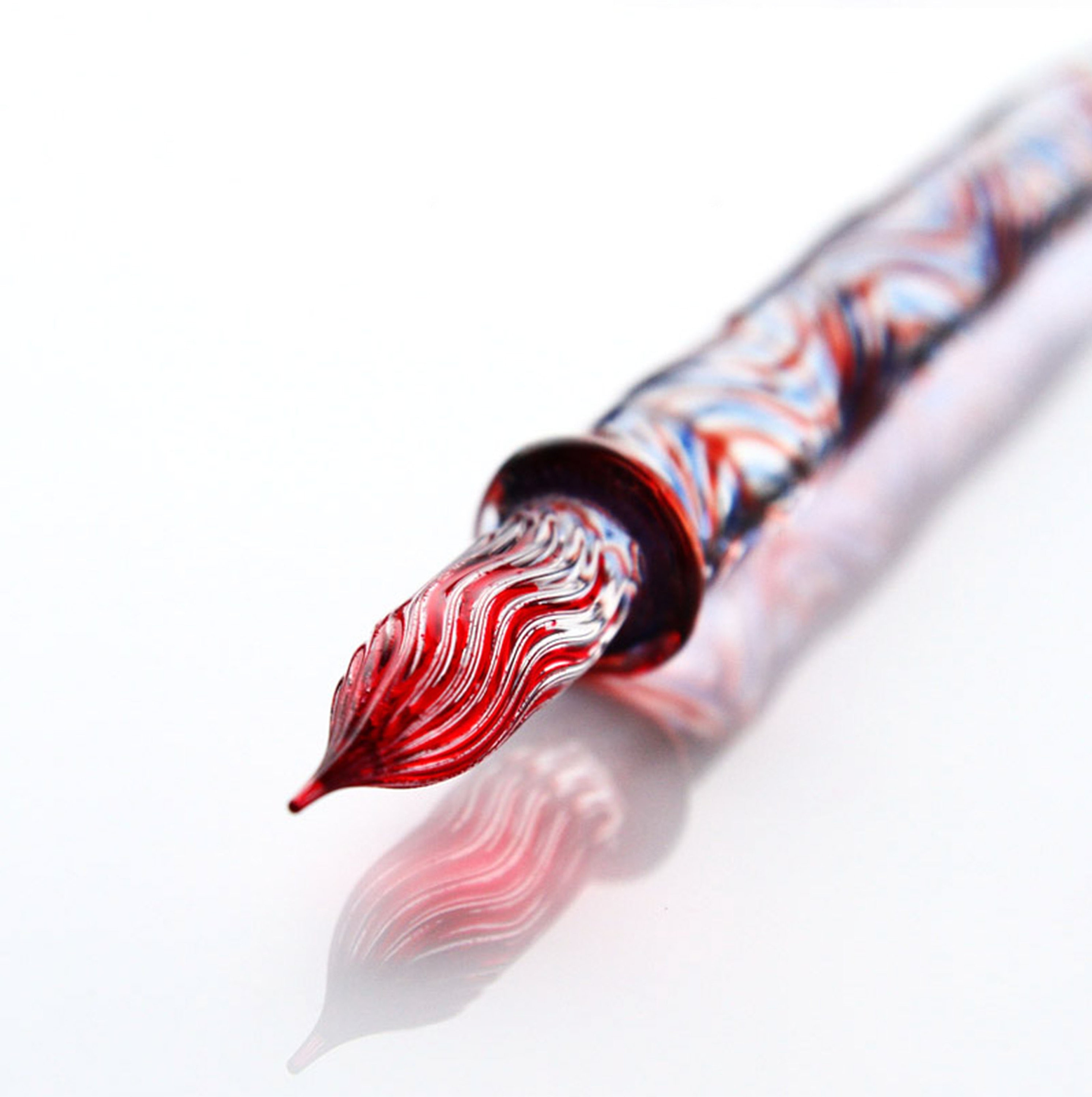 Elegant Crystal Glass Pen Blue Red Swirl Dip Pen Gift for | Etsy