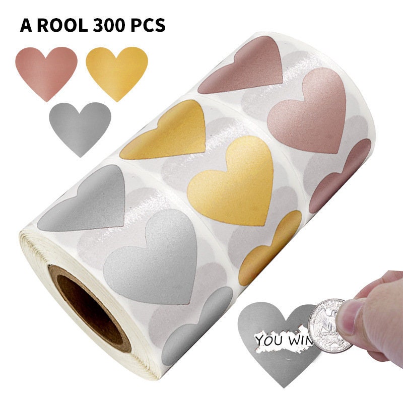 300 Pcs Heart 1 Inch Scratch off Stickers 3 Colors gold - Etsy