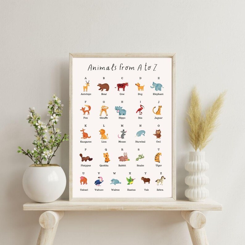 Animal A-Z Alphabet Poster Digital Download - Educational Nursery Wall ...
