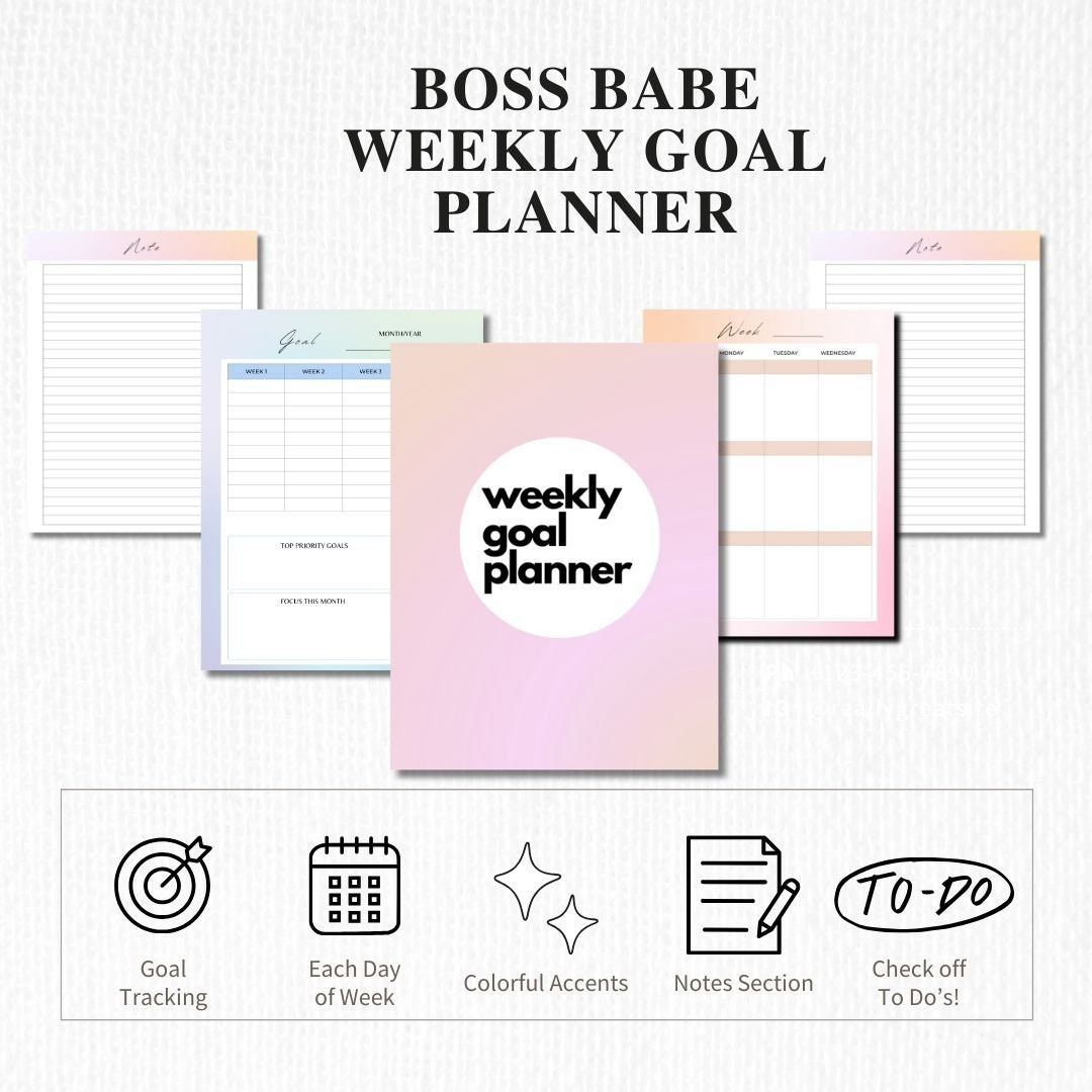 Boss Babe Planner | INSTANT DOWNLOAD | Weekly Goal Planner | Printable ...